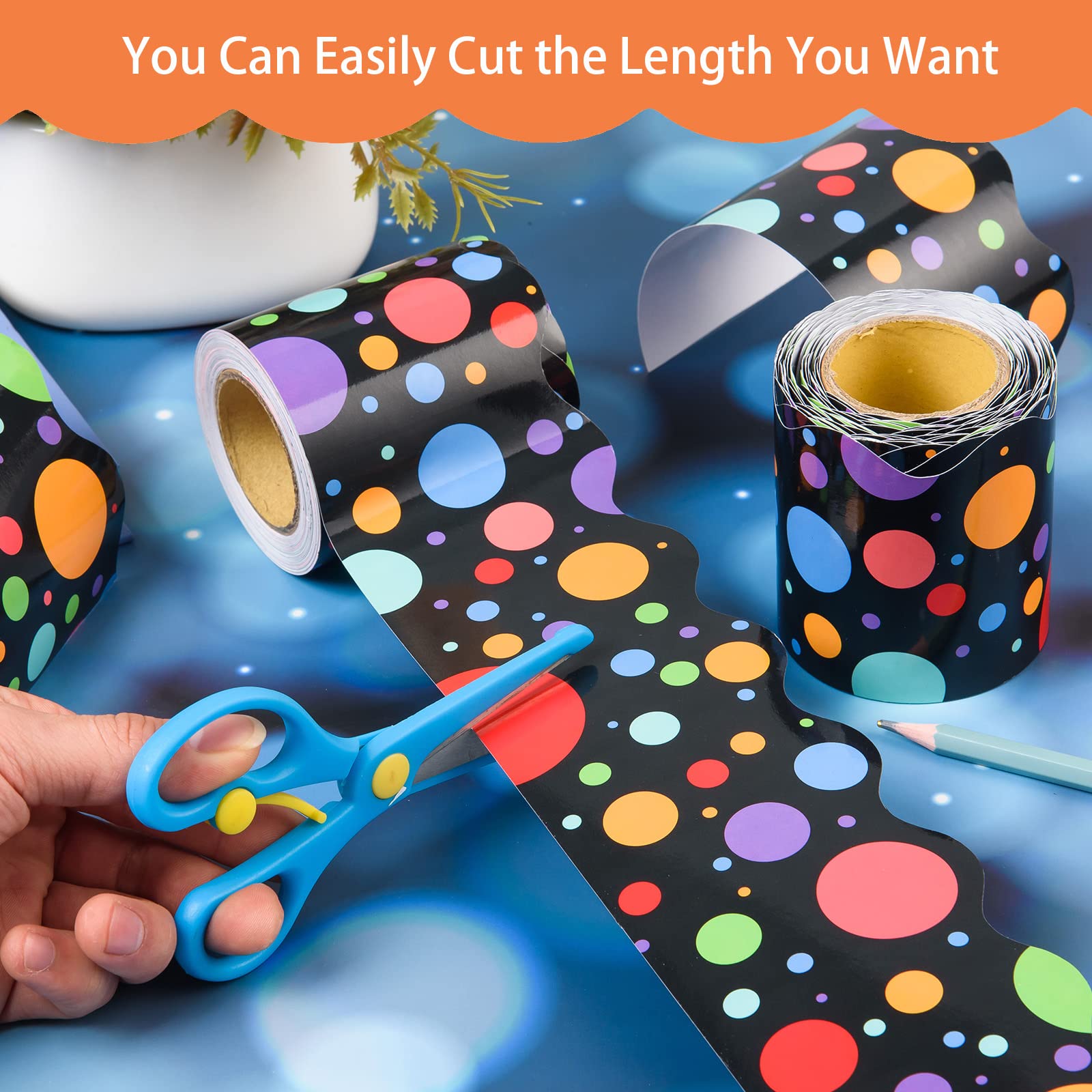 Snapklik.com : 99 Feet Bulletin Board Border, 3 Rolls Colorful Dots ...