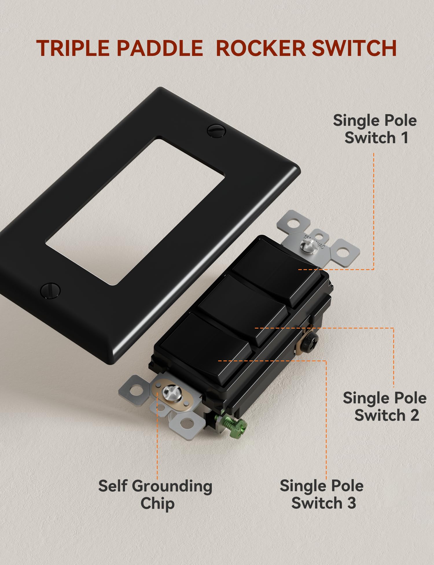 Snapklik.com : AIDA Single Pole Triple Paddle Rocker Decorator Light ...