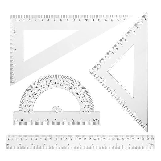 Amazon.com: Clear Ruler Set - 12 Inch Straight Edge, Triangle Rulers (7 ...