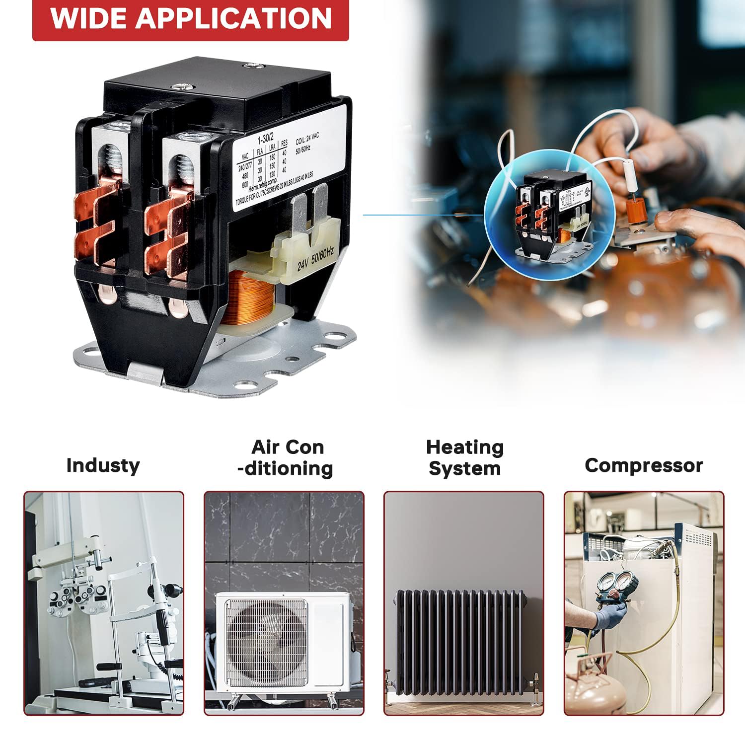 30 Amp Relay Contactor For Ac Unit Outdoor Dreyoo Carrier HVAC Motor ...