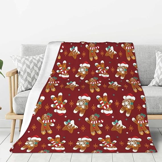 Amazon.com: DMPROD Kids Christmas Gingerbread Man Blanket Throw 60"x50 ...