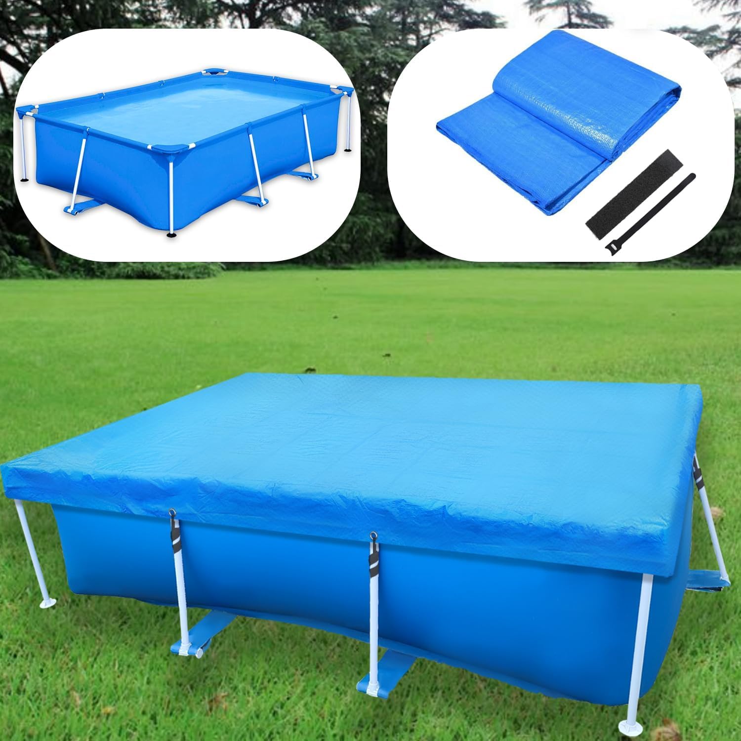 Amazon.com : 87 x 59 in Pool Cover 7 x 4 Frame Rectangle Swimming Pool ...