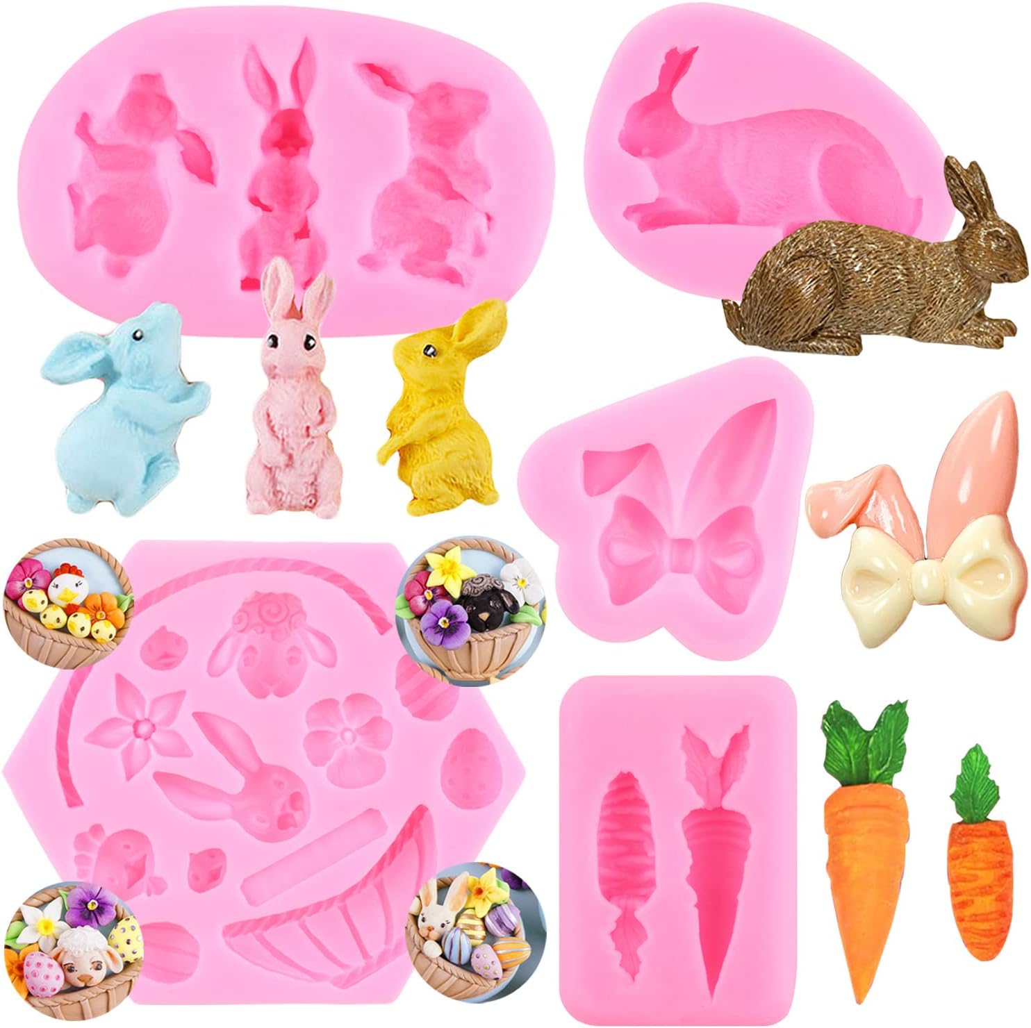 Amazon.com: 3 PCS Easter Fondant Molds Bunny Carrots Easter Egg Rabbit ...