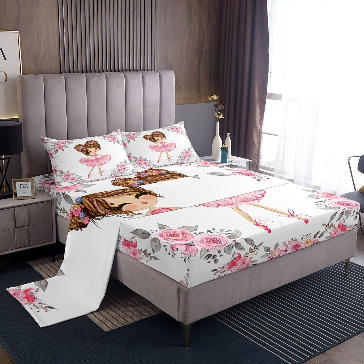 Amazon.com: Girly Ballet Bed Sheets Set Full Size for Girls Kids Ballet ...