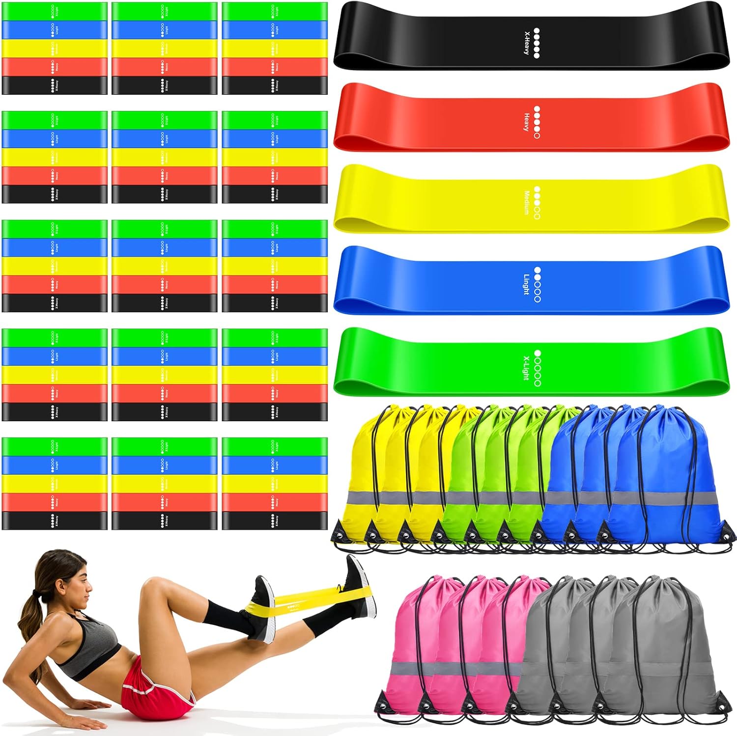 Amazon.com: 90 Pcs Workout Loop Resistance Bands Bulk, Gym Elastic ...