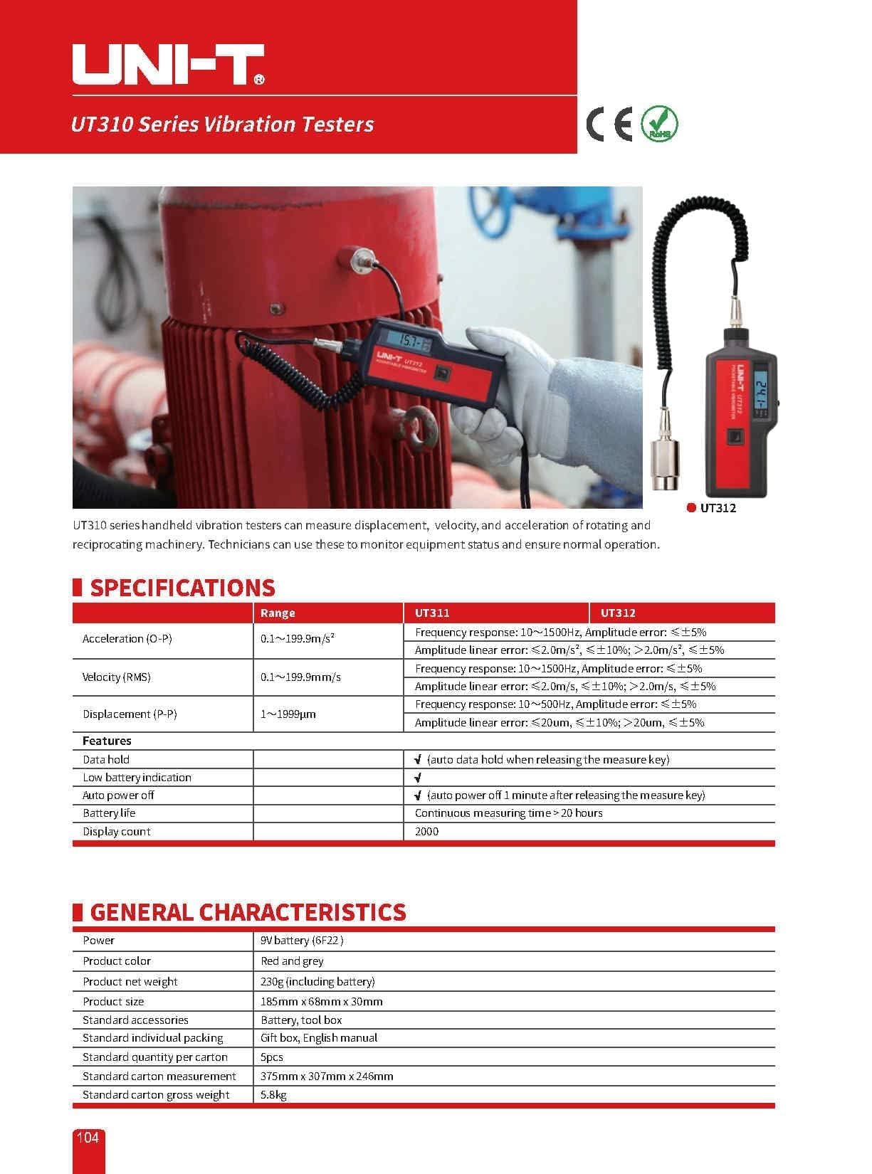 Snapklik.com : UNI-T UT312 Handheld Vibration Tester For Displacement