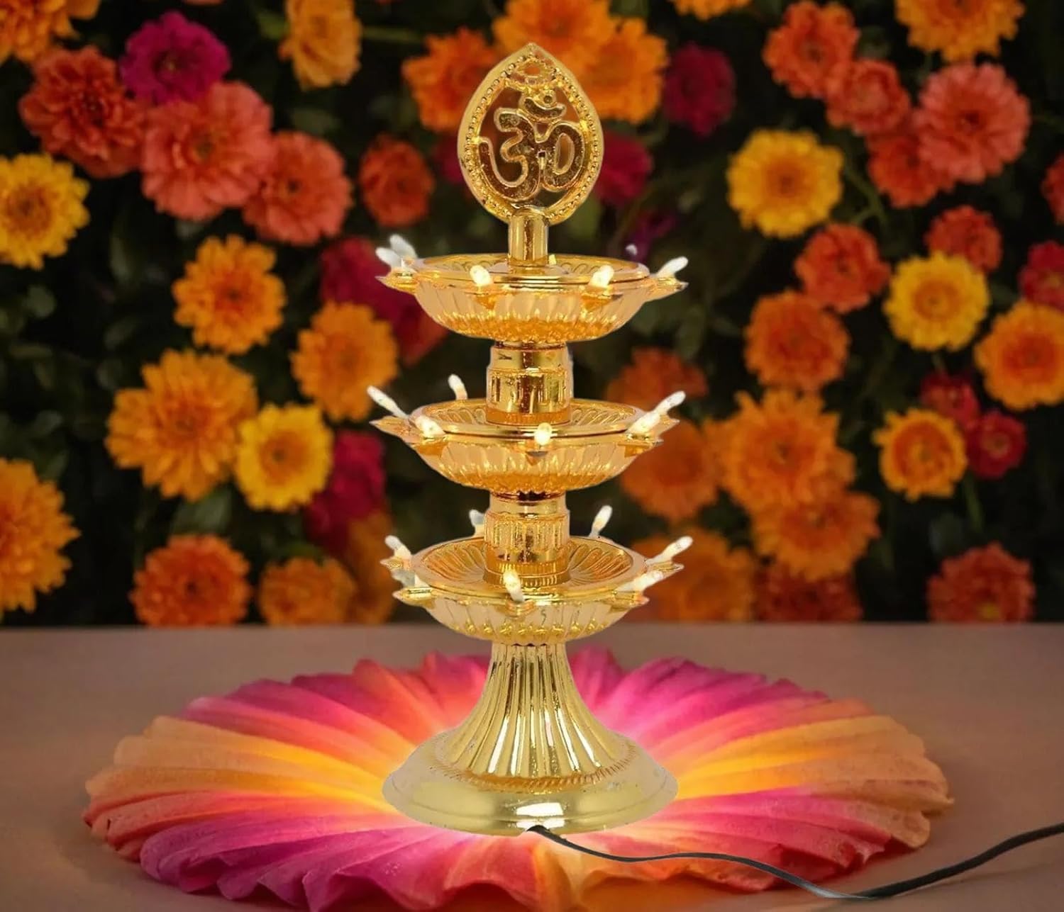 Amazon.com: Kakshal Layer Electric Diya Deepak LED Light Plastic Pooja ...