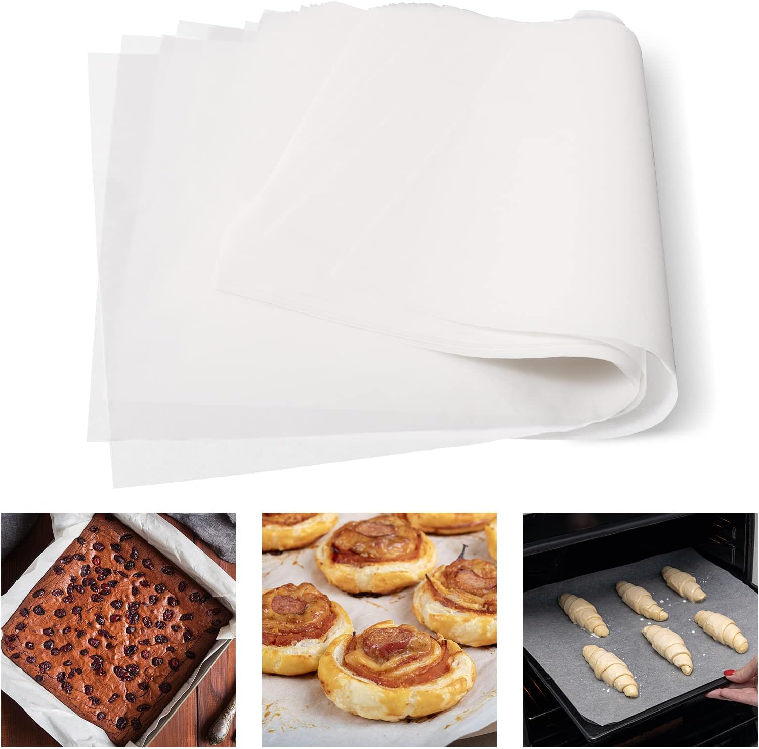 HaWare Large Baking Parchment Paper, 100 Pcs Precut White Greaseproof ...
