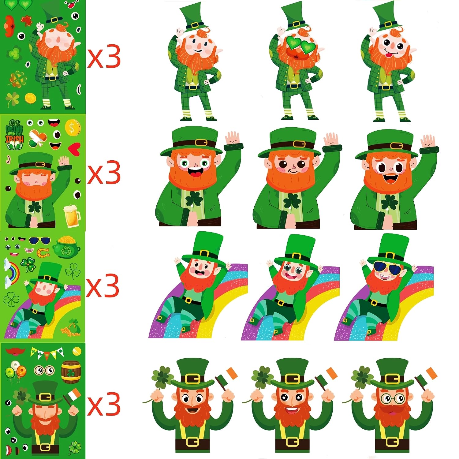 Snapklik.com : St Patricks Day Stickers, Saint Patricks Make A Face ...