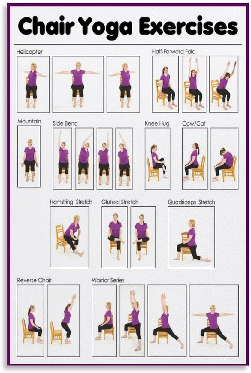 Amazon.com: Chair Yoga Poster Chair Yoga Exercises Poster for Seniors ...