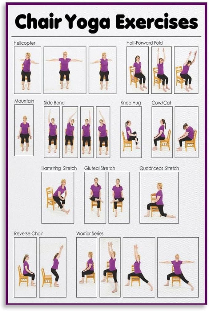 Amazon.com: Chair Yoga Poster Chair Yoga Exercises Poster for Seniors ...