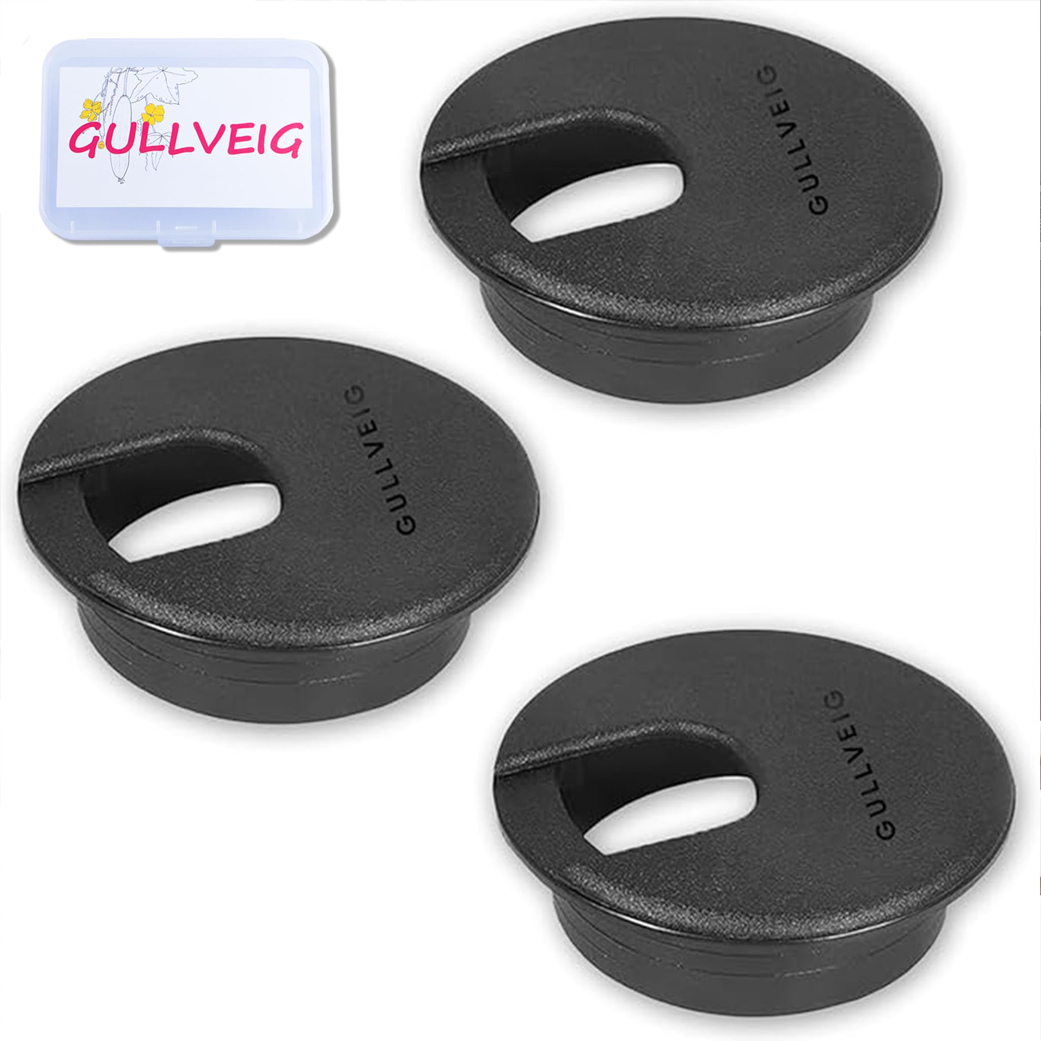 Amazon.com: Gullveig 3 Pack Black Desk Grommet Wire Cord Cable Grommets ...