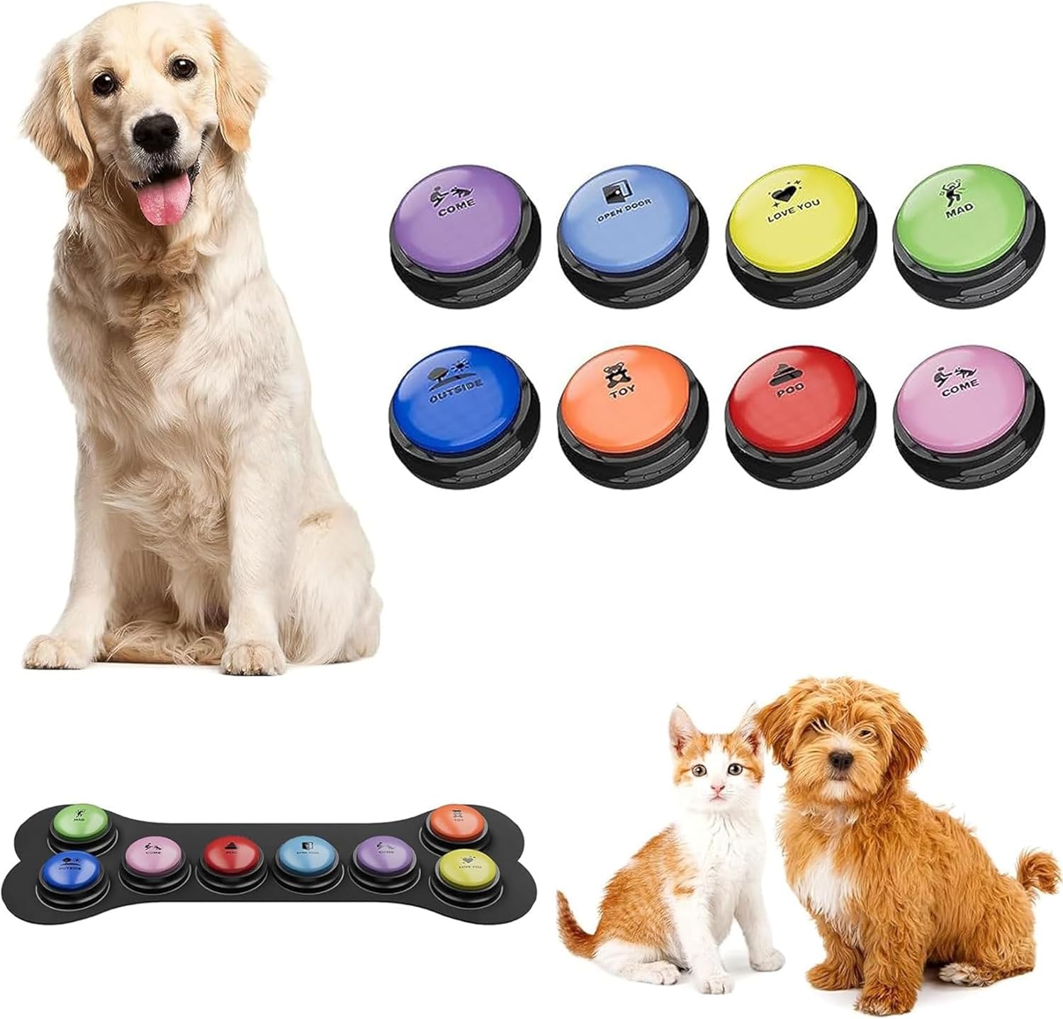 Amazon.com : 8 Color Dog Buttons for Communication Pet Training Set ...