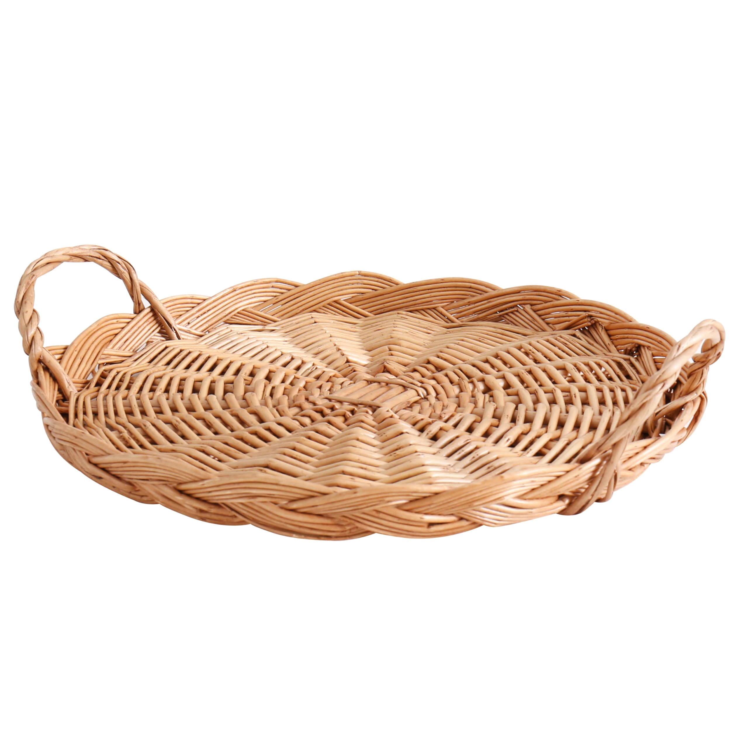 Amazon.com: Handcrafted Willow Bread Basket, Round Wicker Serving Tray ...