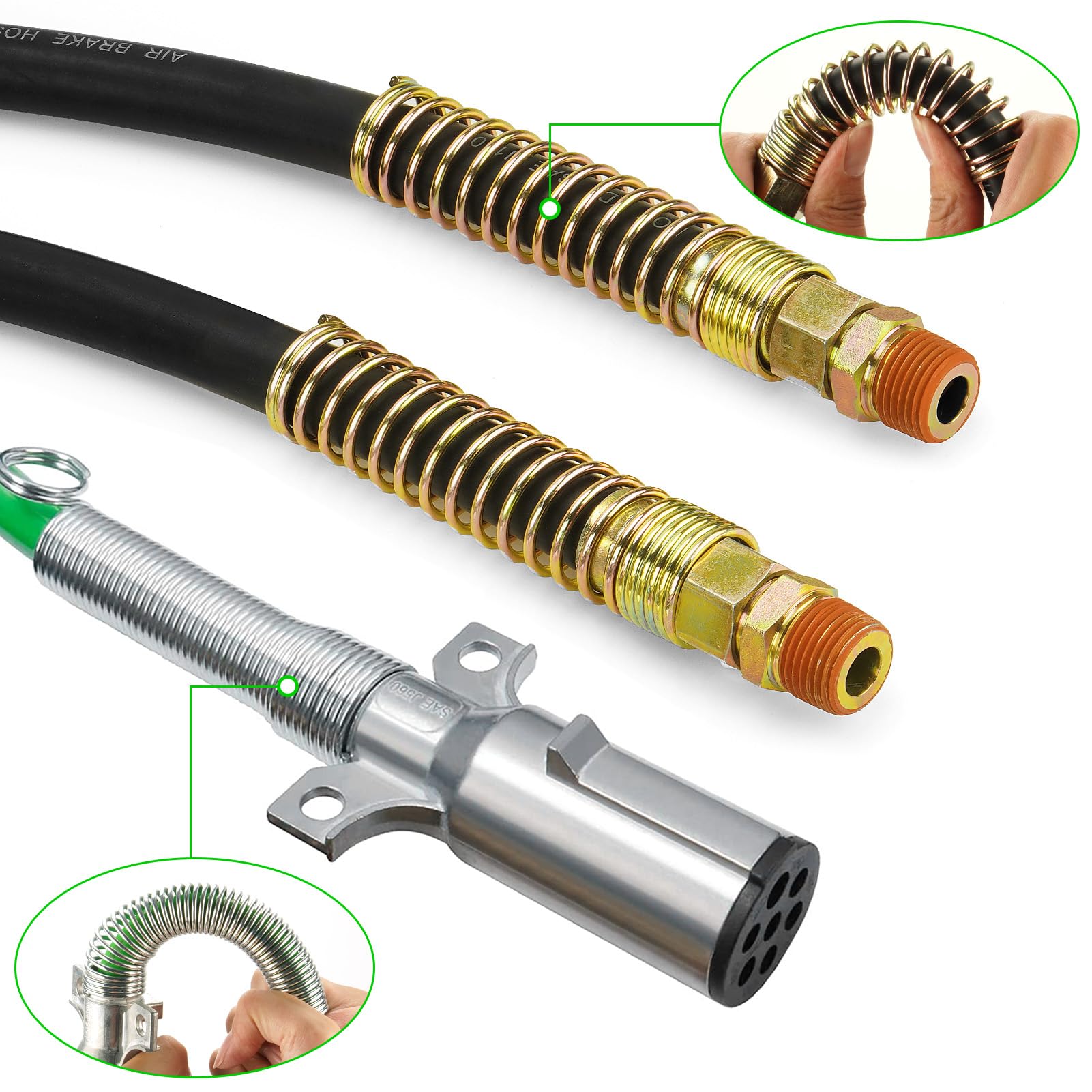 Snapklik.com : 12Ft 3 In 1 ABS & Air Power Line Hose Kit Wrap 7 Way ...