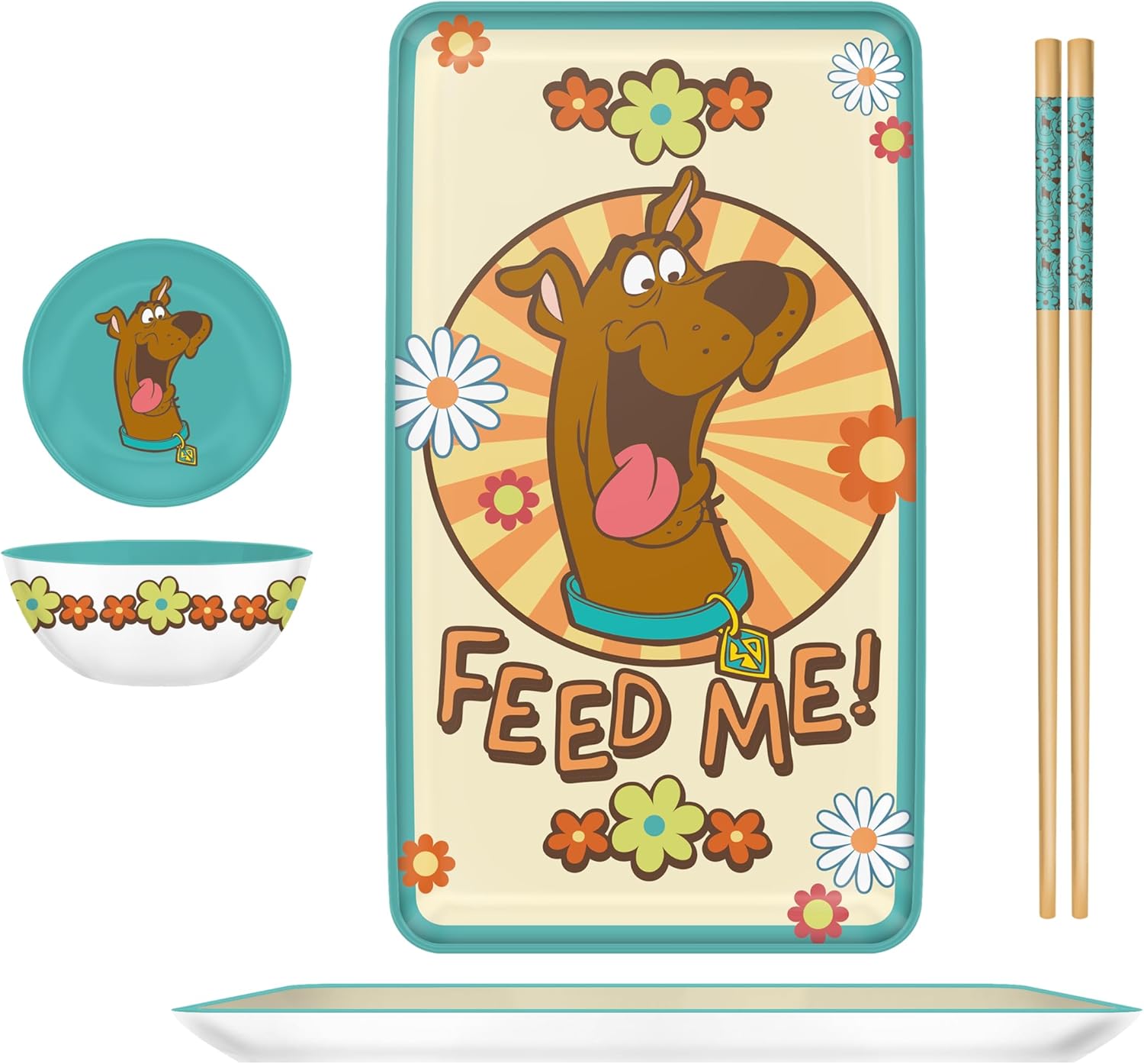 Amazon.com | Silver Buffalo Scooby Doo Retro Flowers Feed Me Boxed 3 ...