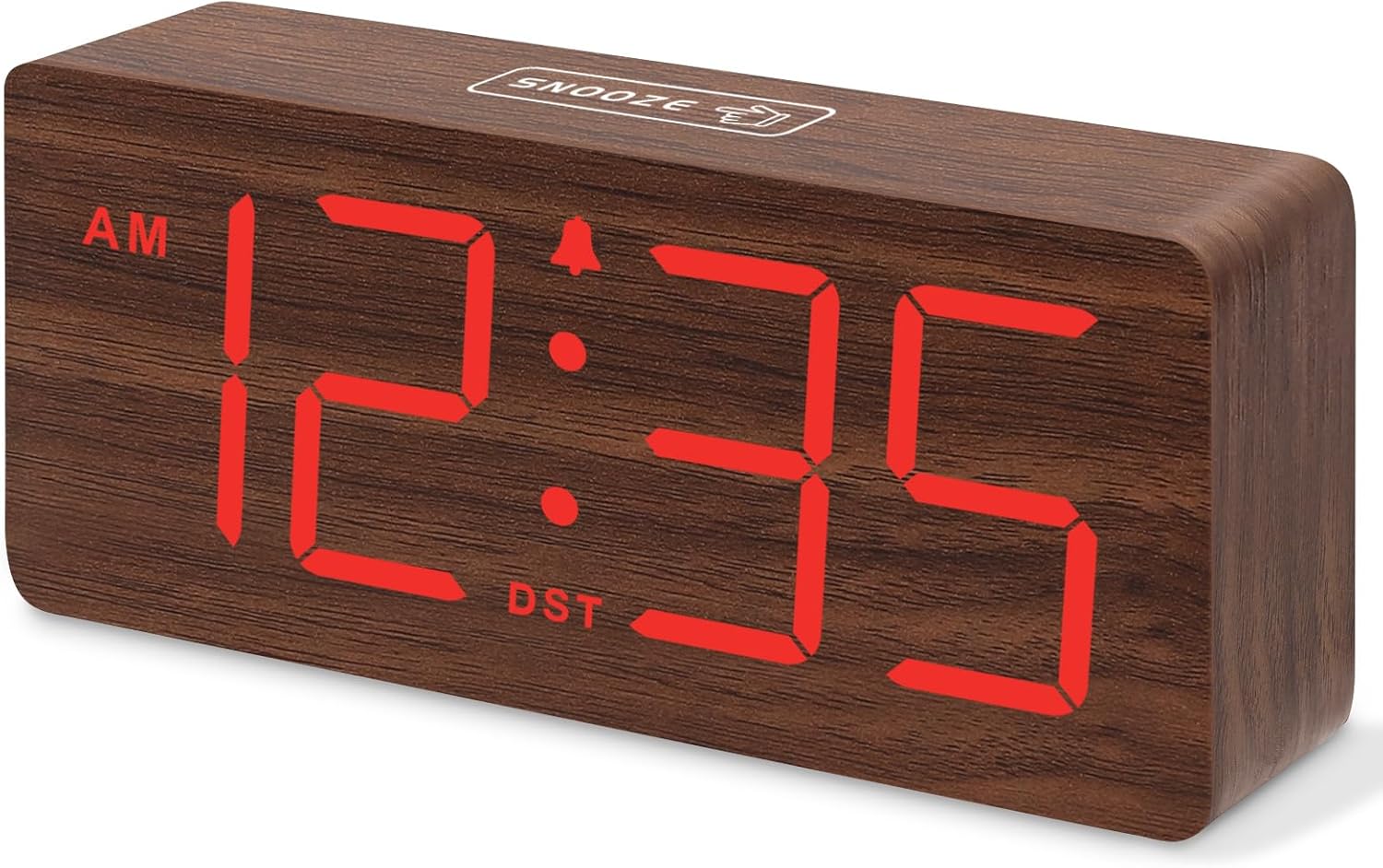 Amazon.com: DreamSky Wooden Digital Alarm Clock for Bedroom - Desk ...