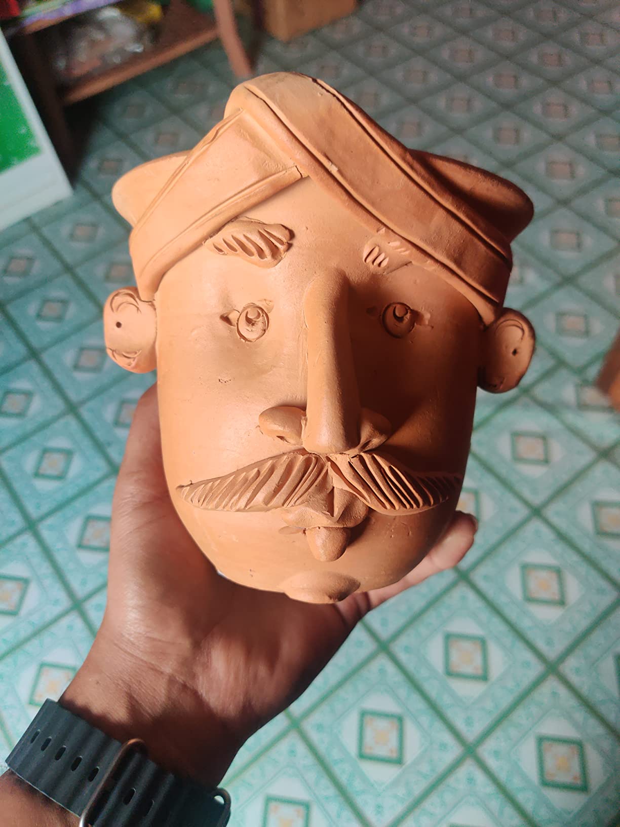 Khavi Arts Premium Handmade Artisanal Terracotta Clay Farmer Shaped Pot ...