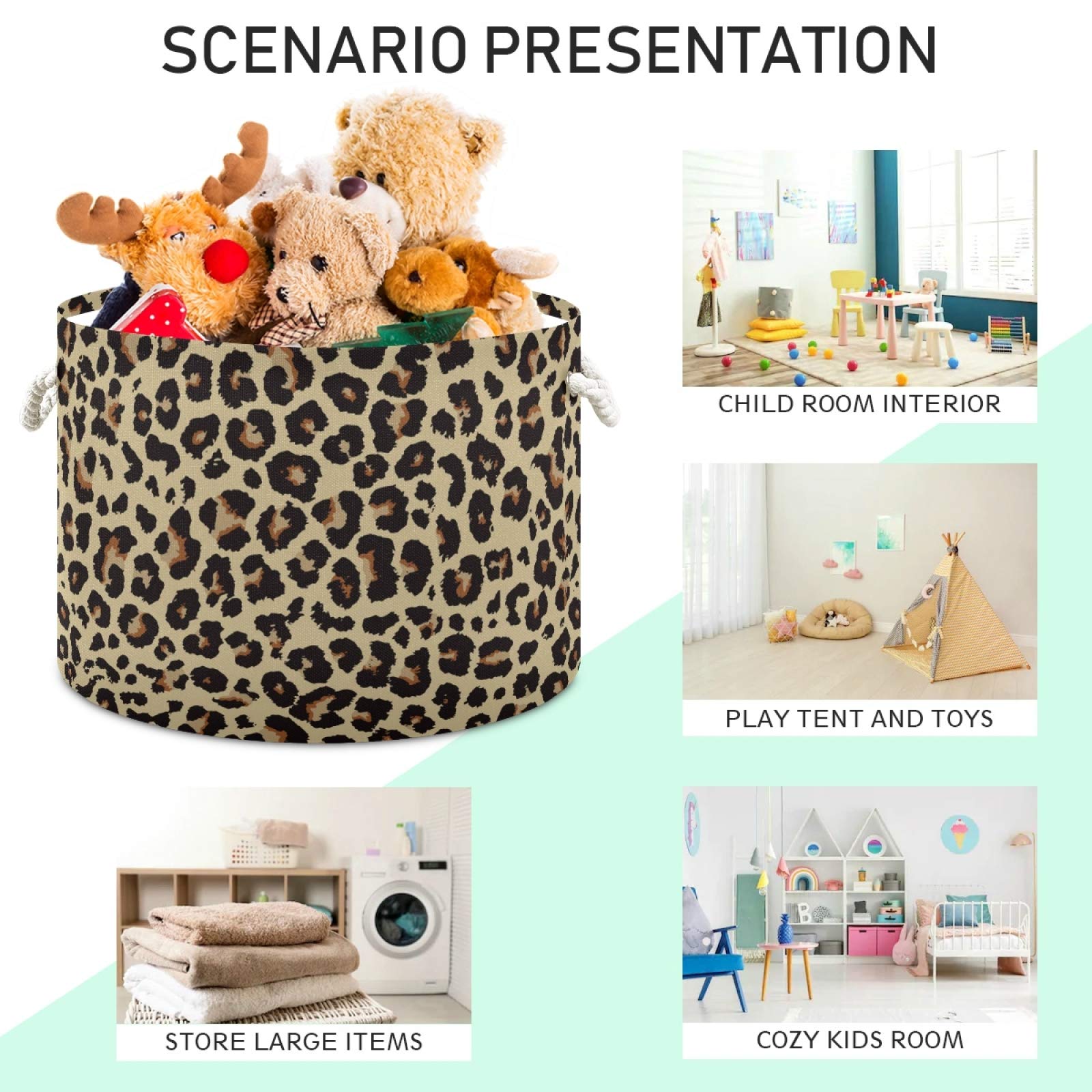 Snapklik.com : Cheetah Leopard Toy Storage Basket Animal Skin Storage ...