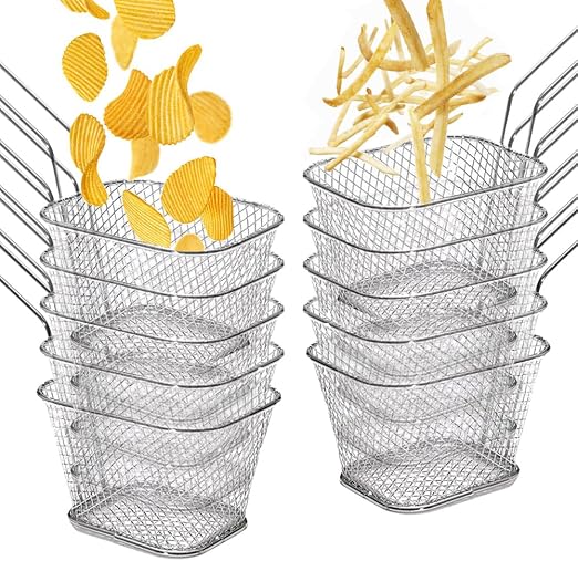 ADERTOS 10 PCS Chip Serving Frying Baskets Mini Chip Baskets with ...