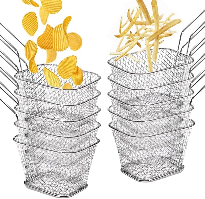 ADERTOS 10 PCS Chip Serving Frying Baskets Mini Chip Baskets with ...