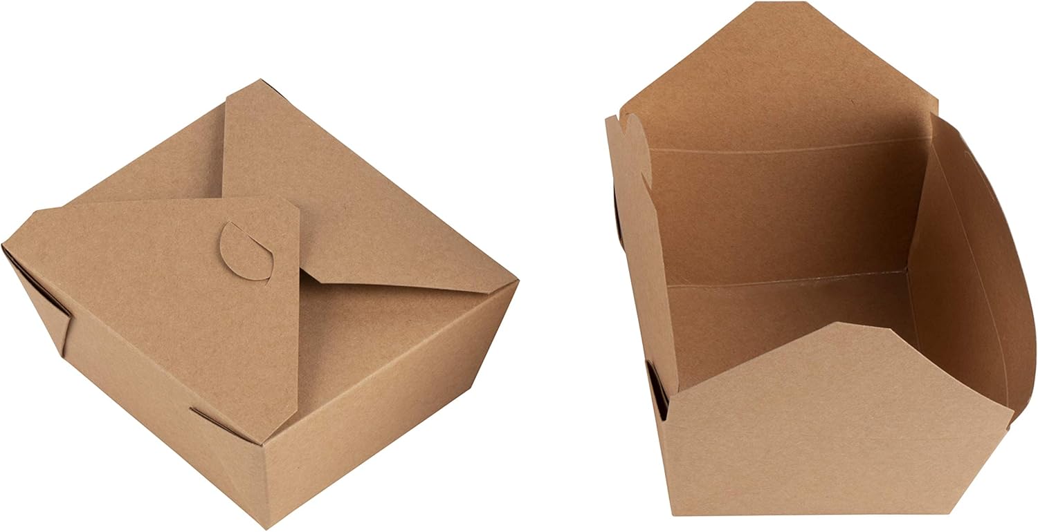 Amazon.com: Kraft Paper Take-Out Box - 100-Pack Disposable Food ...