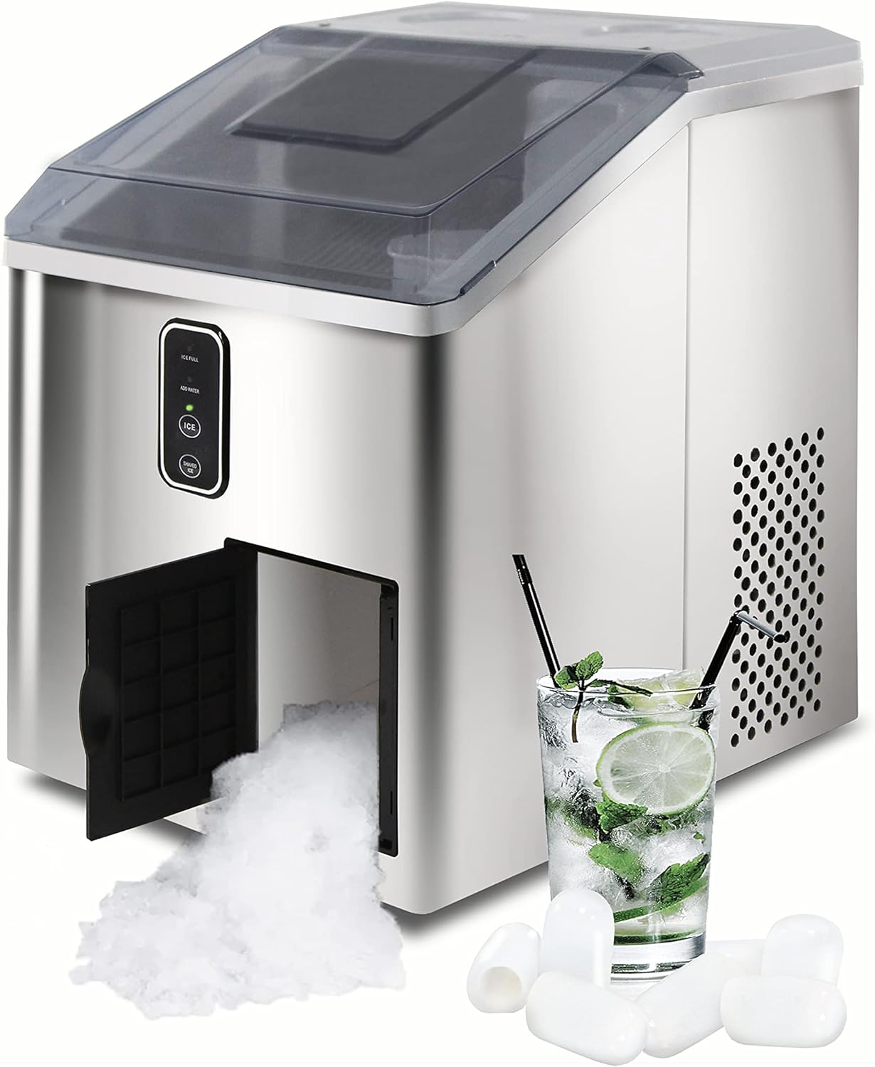LINKLIFE 2 in 1 Ice Maker and Shaver Machine - 33lbs Countertop Ice ...