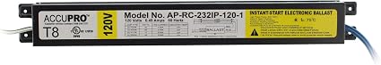 Accupro AP-RC-232IP-120-1 Electronic Fluorescent Ballast, 2-Lamp, T8 ...