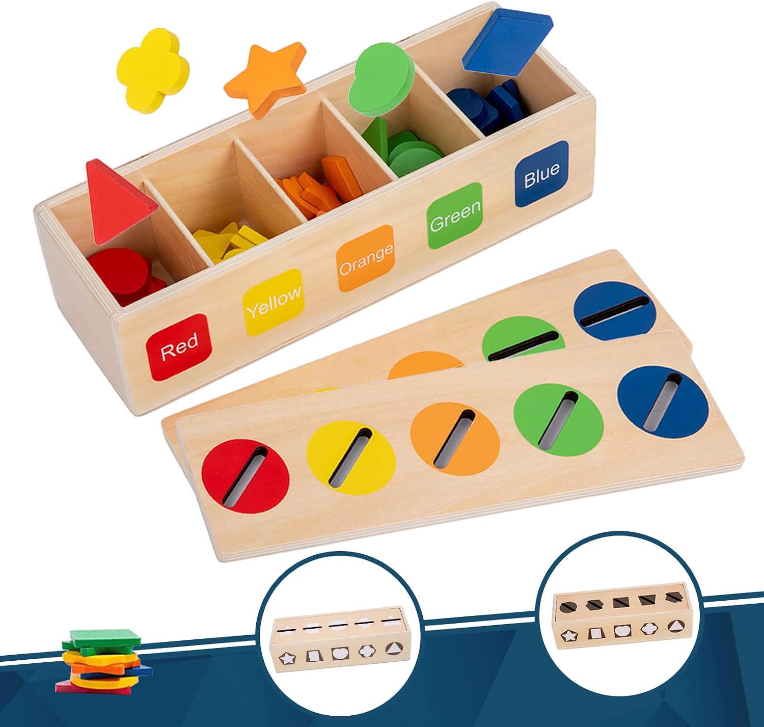 Amazon.com: Adena Montessori Toys for 2 Year Old Wooden Shape Sorter ...
