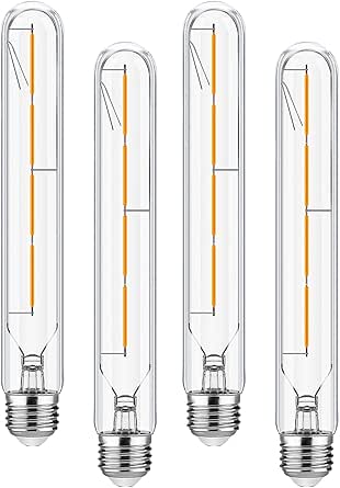 Leools T10 Led Long Bulbs,4W Dimmable Tubular Bulb,40 Watt Equivalent,E26 Edison Style Vintage ...