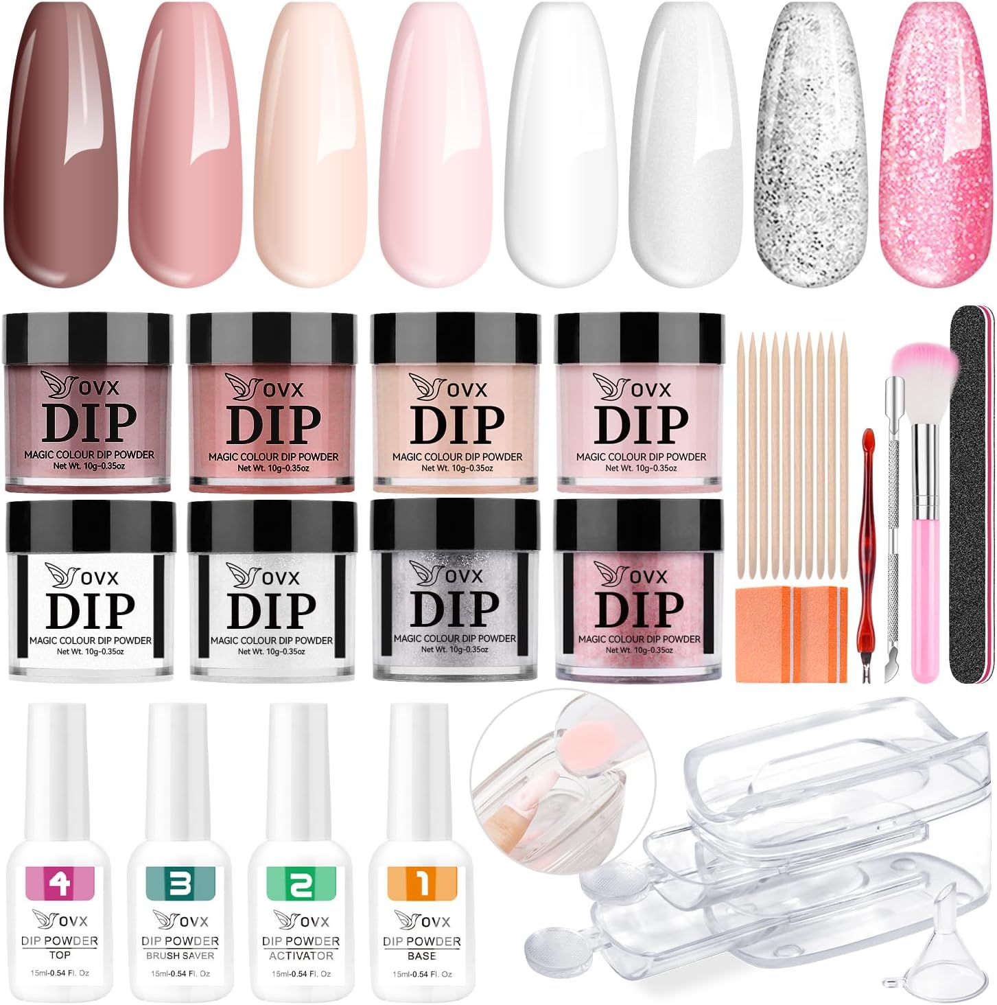 Amazon.com: Dip Powder Nail Kit, 8 Colors Dip Nails Powder Starter Kit ...