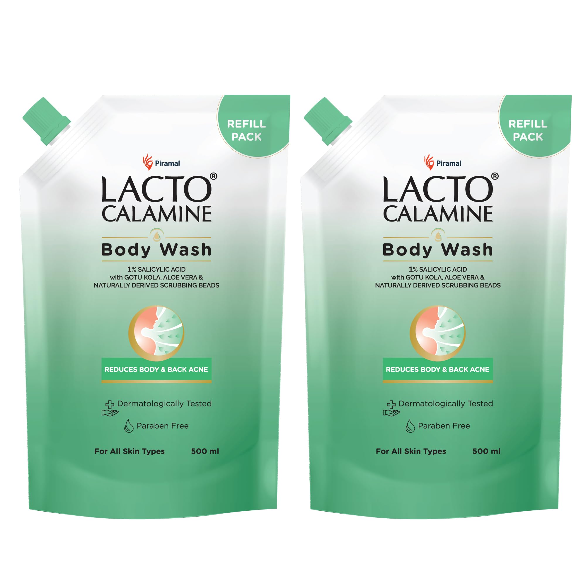 Buy Lacto Calamine 1% Salicylic Acid Body Wash Refill Pouch | 500ml ...