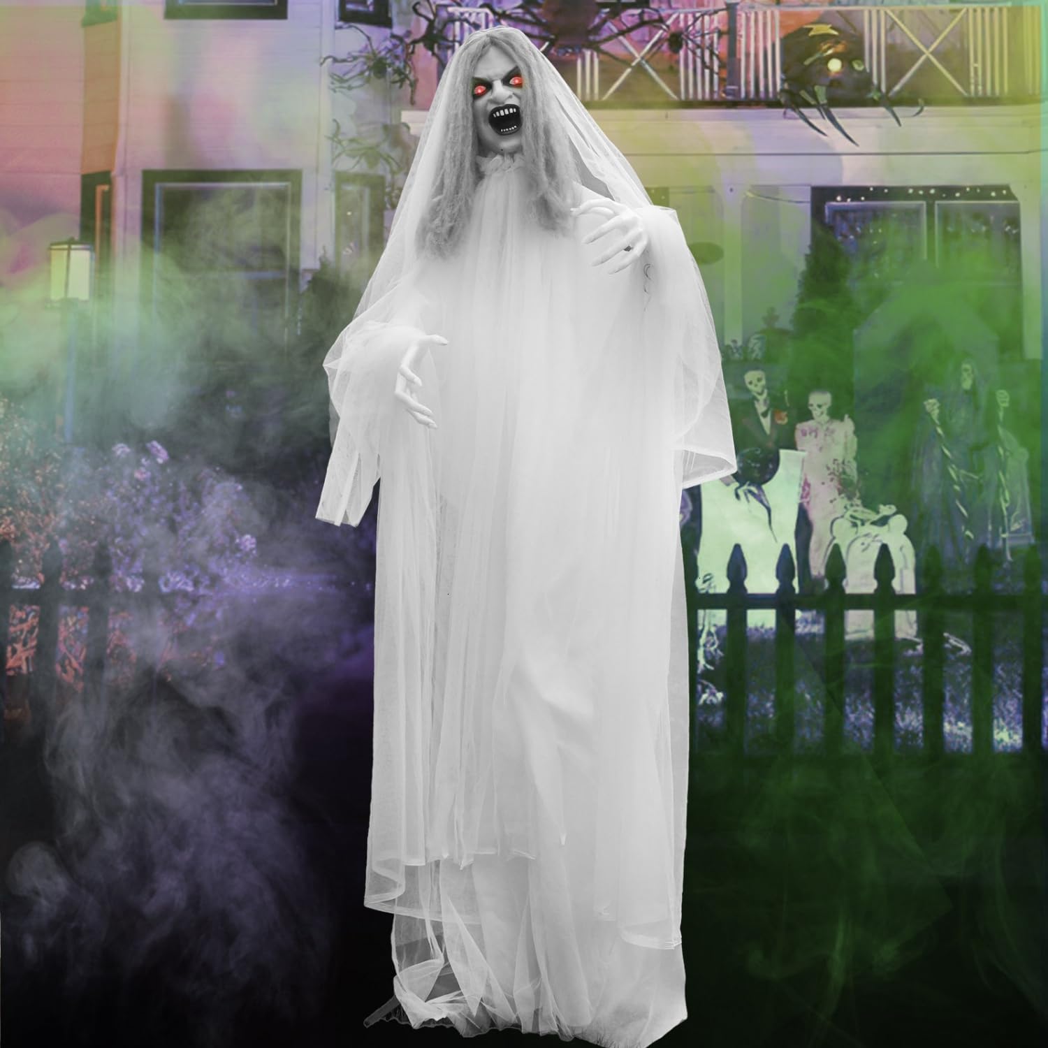 Amazon.com: JETEHO 67" Halloween Animatronics Ghost Decoration Outside ...