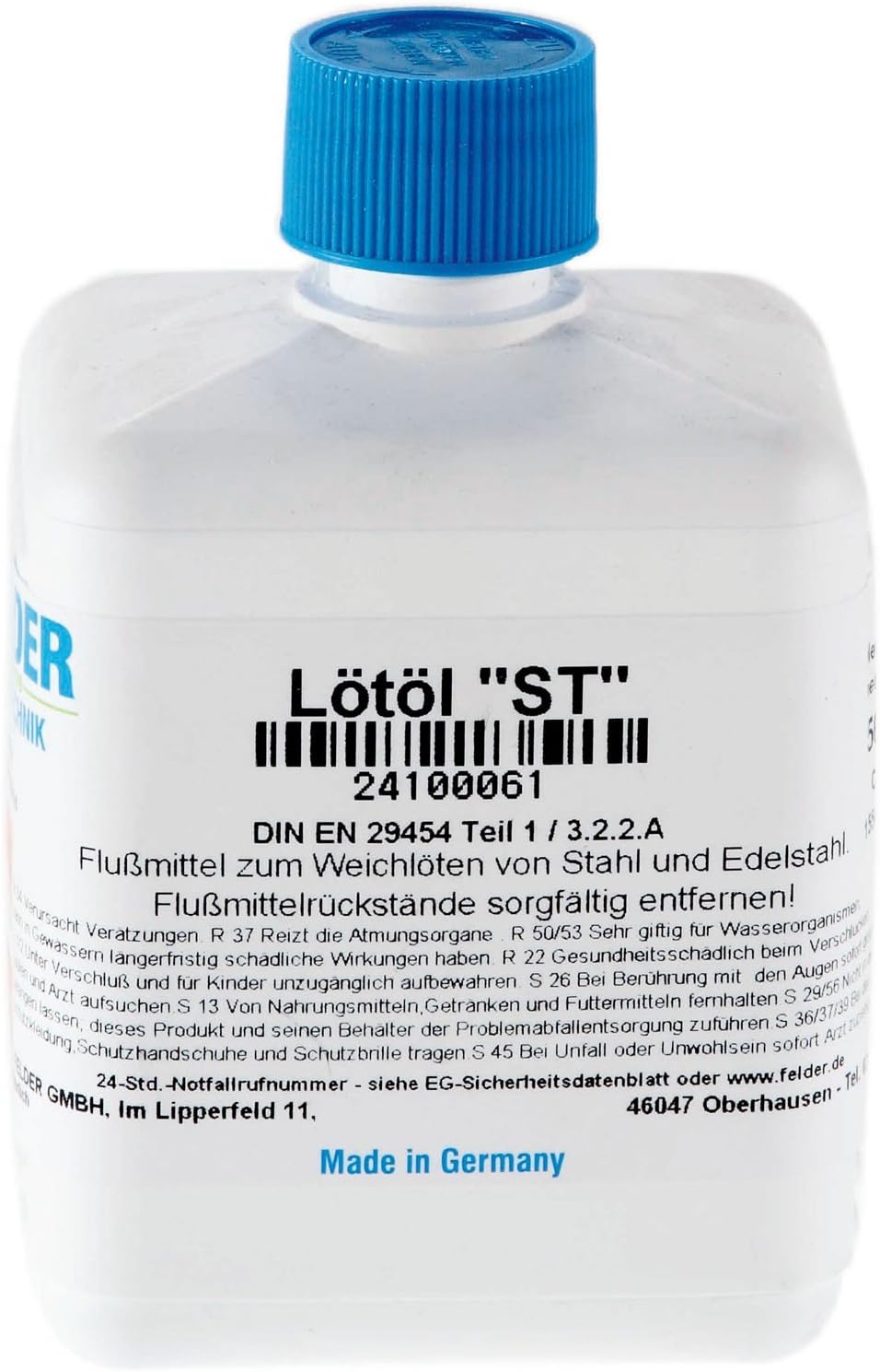 FELDER Lötöl ST Flussmittel Weichlöten Stahl Edelstahl 100ml : Amazon ...