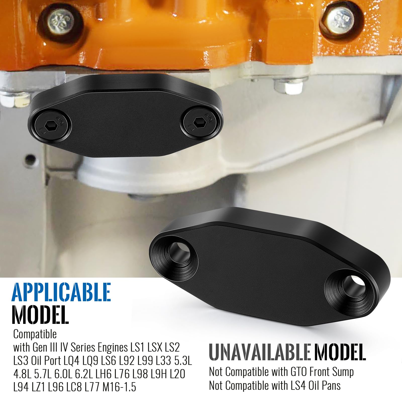 Snapklik.com : Saillong 1 Pack LS Billet Oil Cooler Block Off Plate On ...