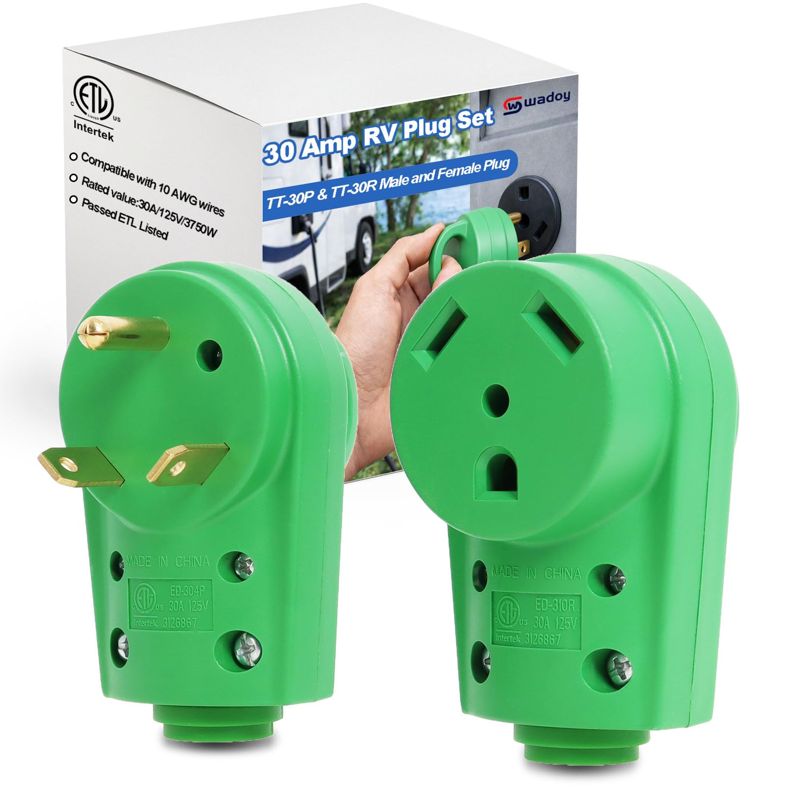 Snapklik.com : 30 Amp RV Male And Female Plug Set - Camper