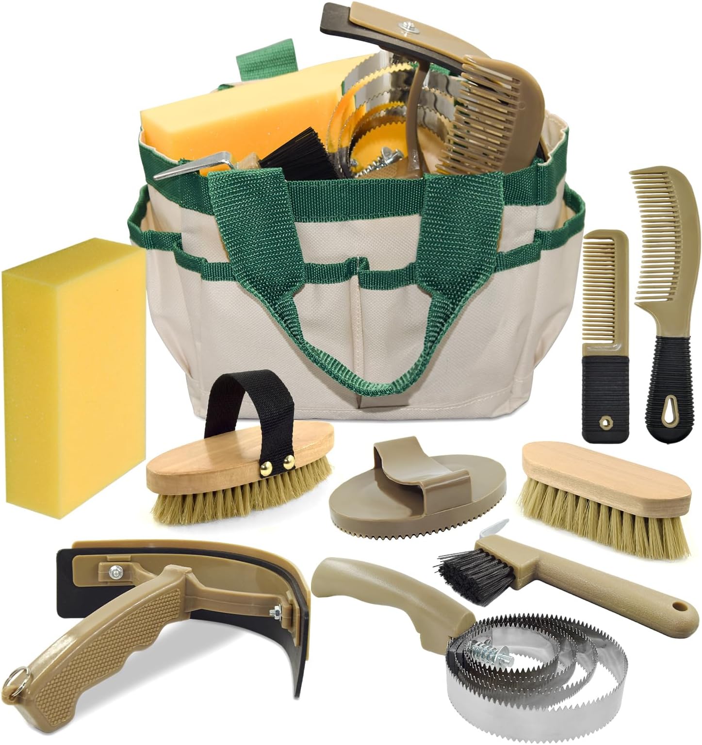 Amazon.com: inoreal Complete 10 Piece Horse Grooming Kit with Tote Bag ...