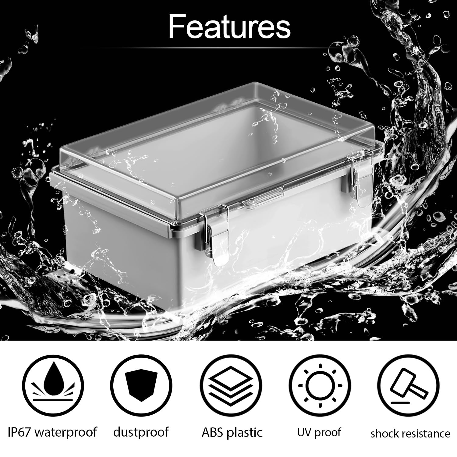 Snapklik.com : LeMotech Electrical Box, IP67 Waterproof Hinged Clear ...