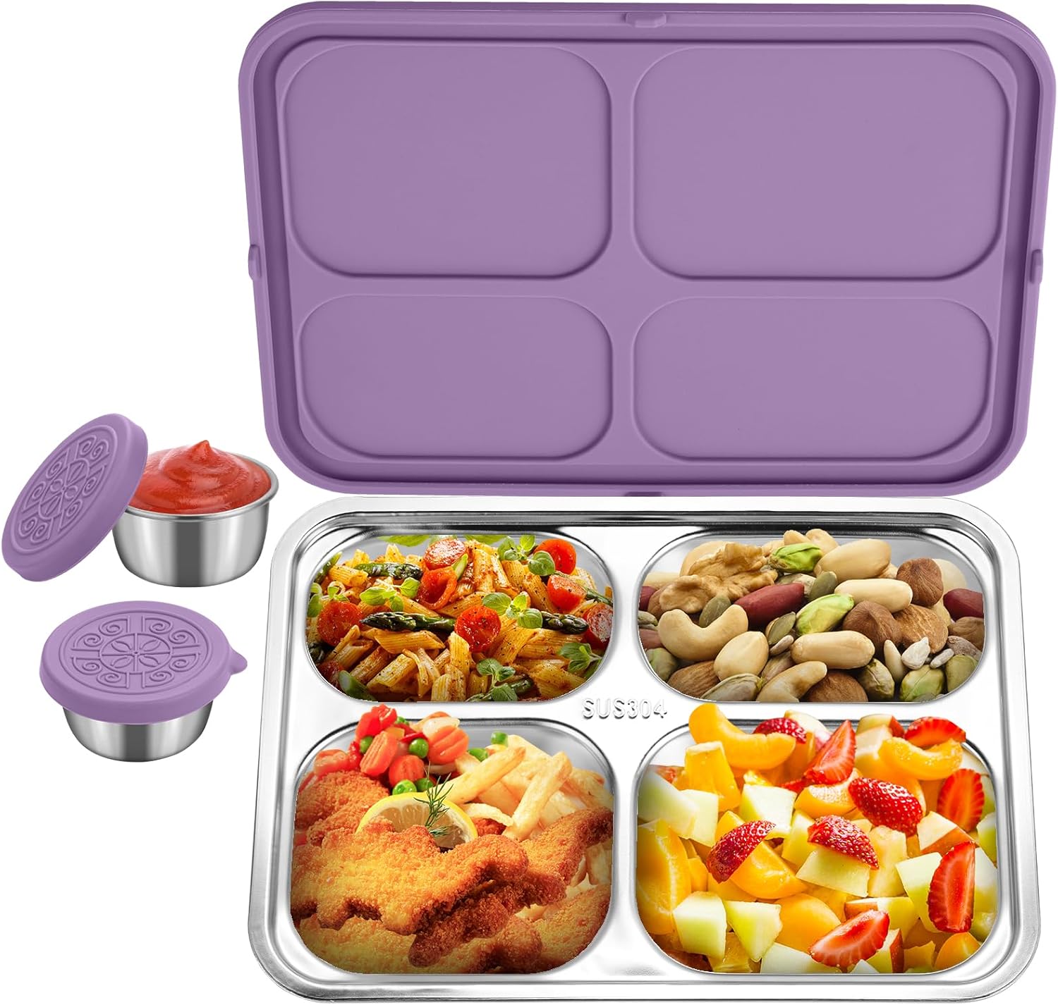 Amazon.com: LEGELITE Stainless Steel Bento Box Container with 2 Sauce ...