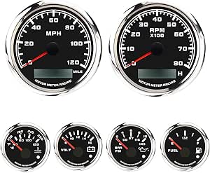 MOTOR METER RACING W PRO Series 6 Gauge Set - 85mm 3-3/8" GPS ...