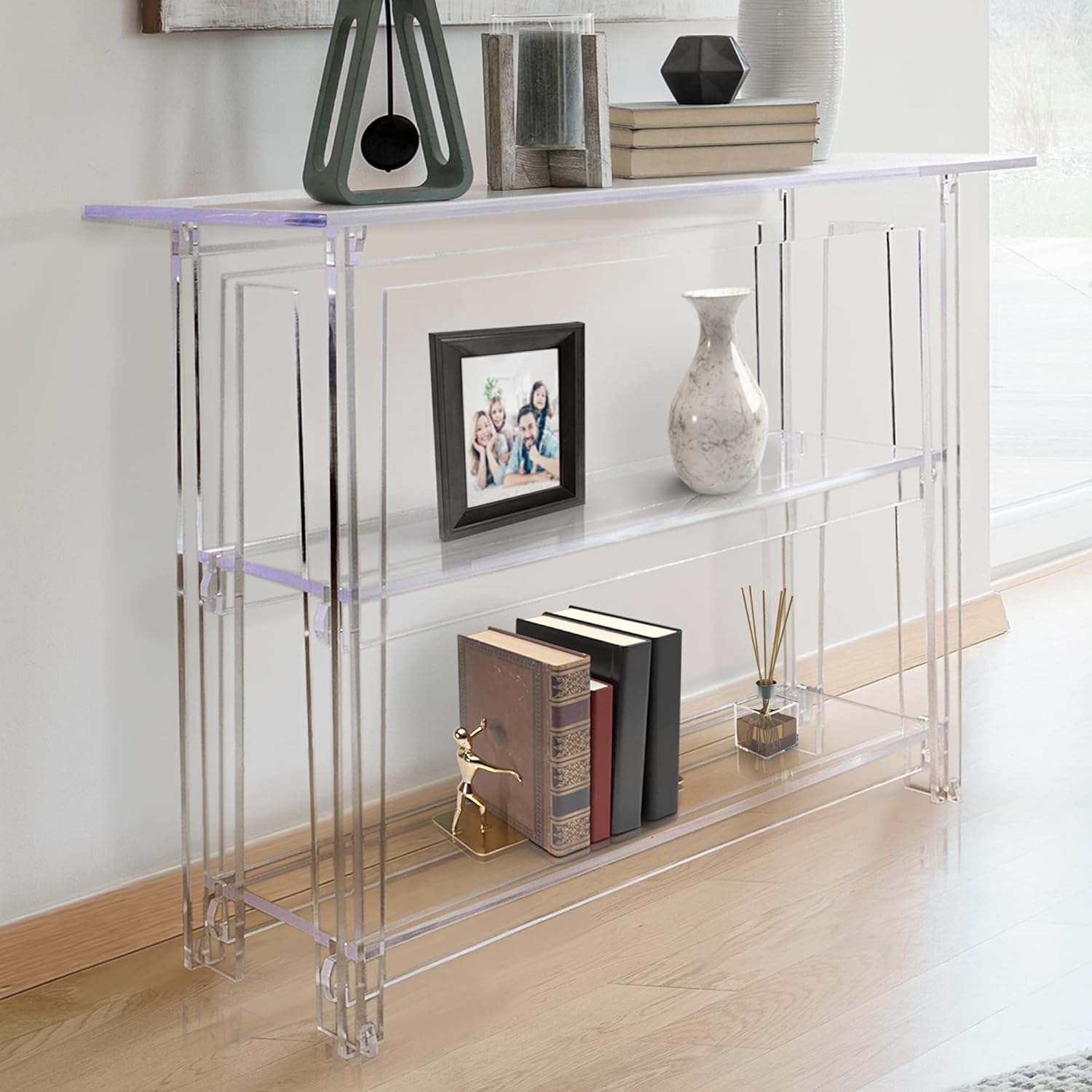 Amazon.com: STAUBER Best Acrylic Console Table with Shelves - Clear ...