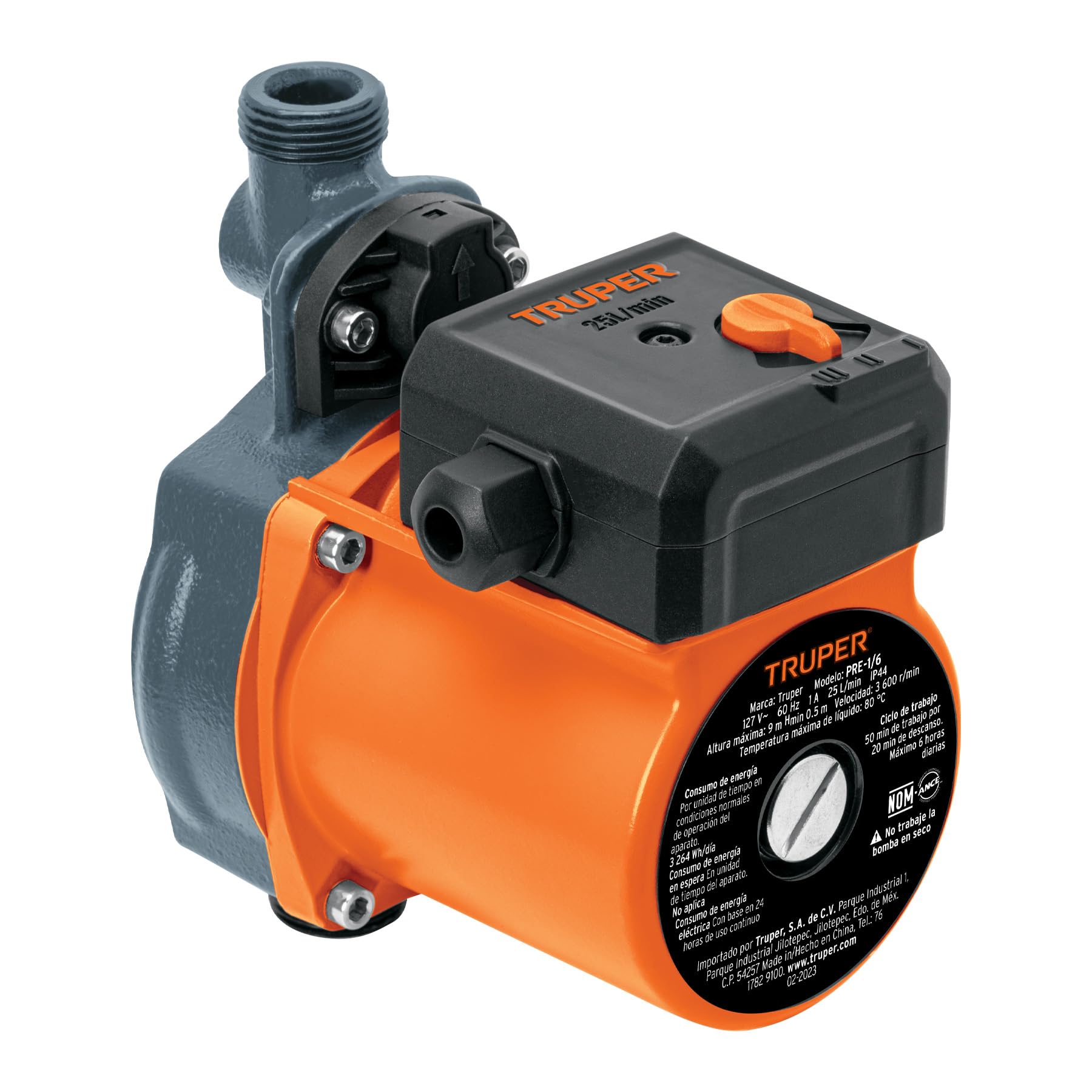 Truper 1/6 HP Pressurizing Pump, Black, Industrial, Plastic, 25 L/min ...