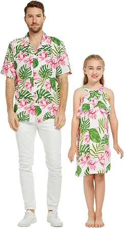 Amazon.com: Matching Father Daughter Hawaiian Luau Cruise Outfit Shirt ...