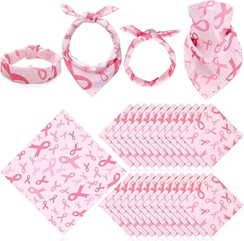 Amazon.com: Liitrsh 24 Pcs Breast Cancer Awareness Bandana Cotton ...