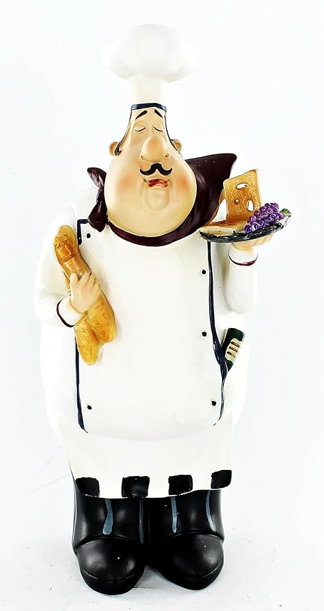 Amazon.com: Fat Chef Kitchen Statue Table Top Art Figure Holding Fruit ...