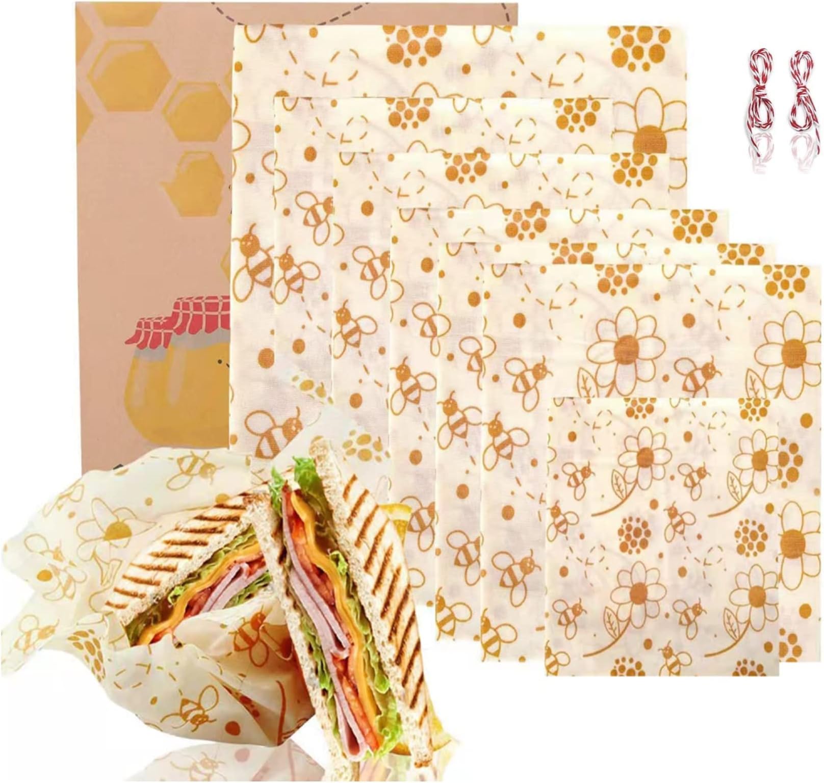 Amazon.com: Beeswax Food Wrap and Bags - 6 Piece Set - Eco-Friendly ...