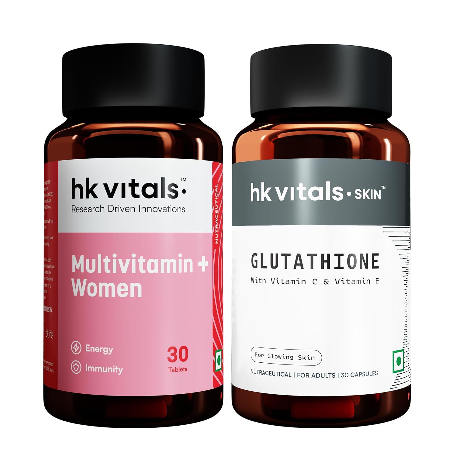 hk vitals Multivitamin Plus Women (30 Tablets) with Glutathione (30 Veg ...