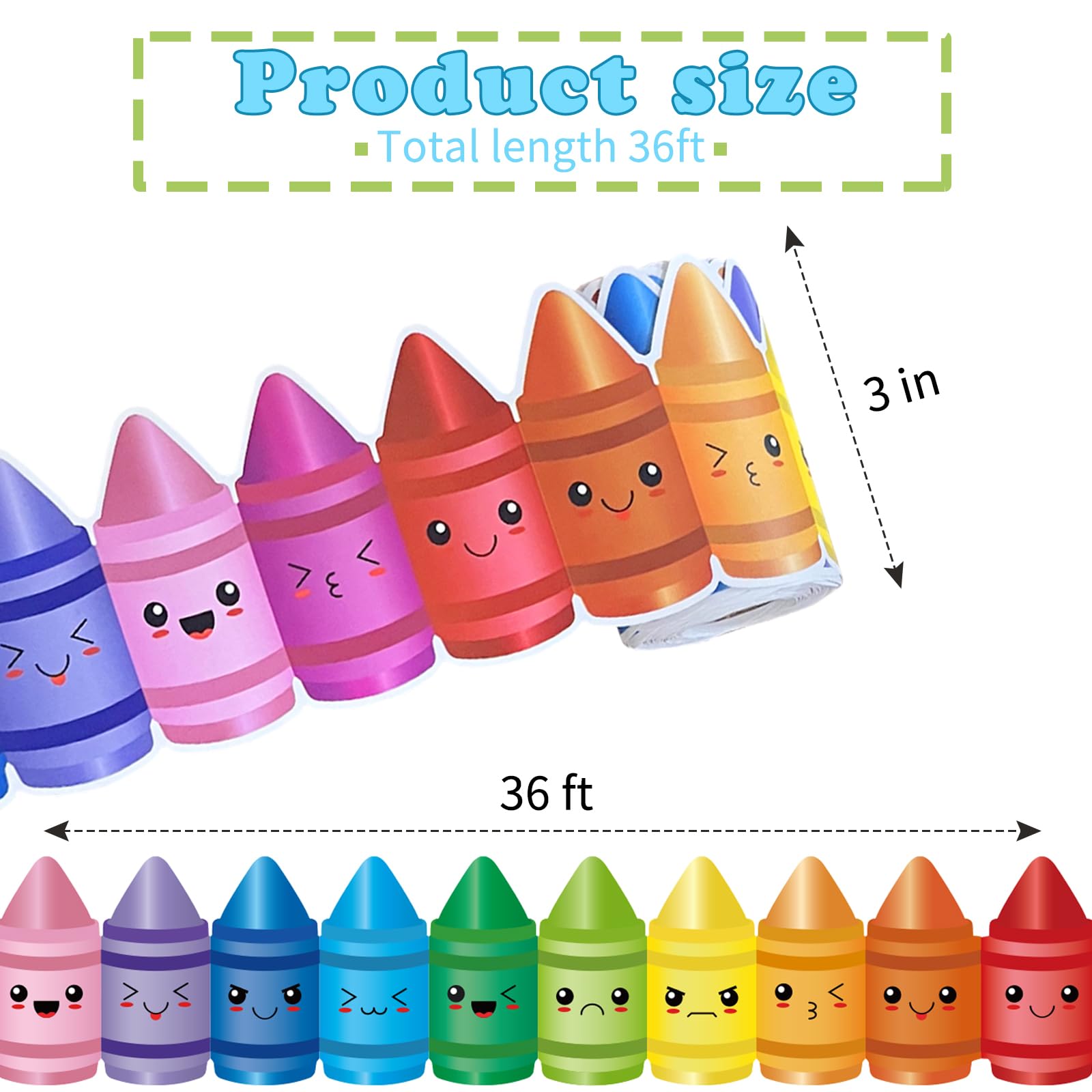 Snapklik.com : 36 Feet Bulletin Board Borders, Colorful Crayon Border ...