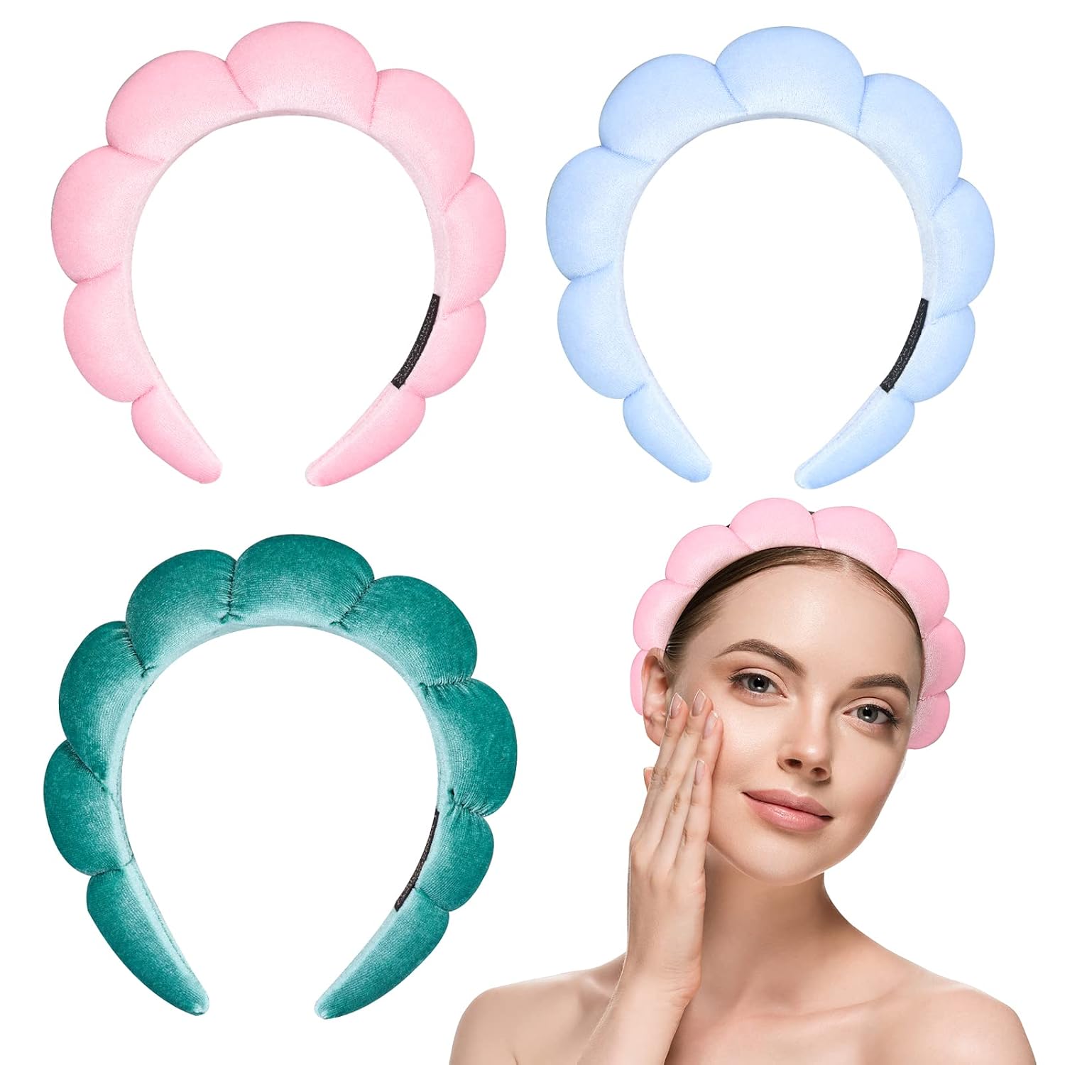 Amazon.com : mannolck Spa Headband, Headbands for Women, 3 Pack Makeup ...