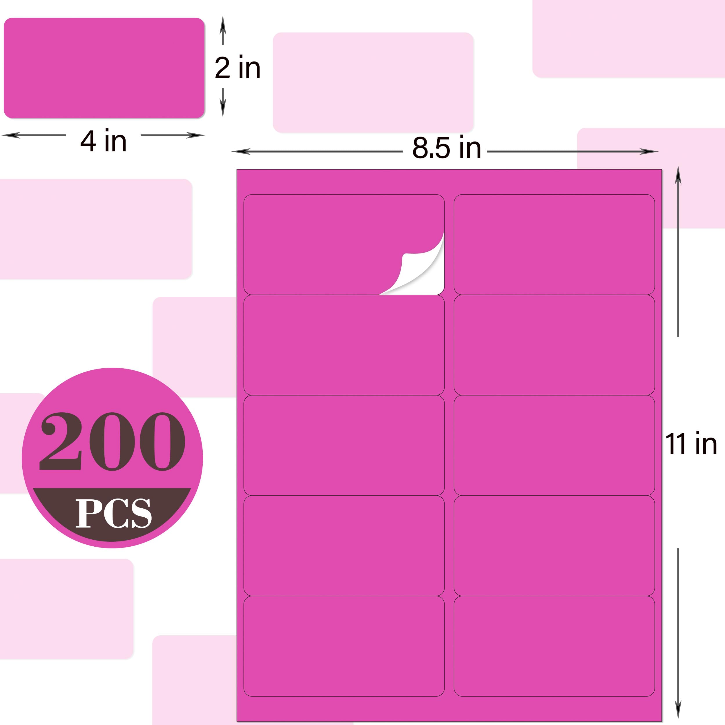 Snapklik.com : 2" X 4" Colored Labels Stickers, Bright Rose Shipping ...